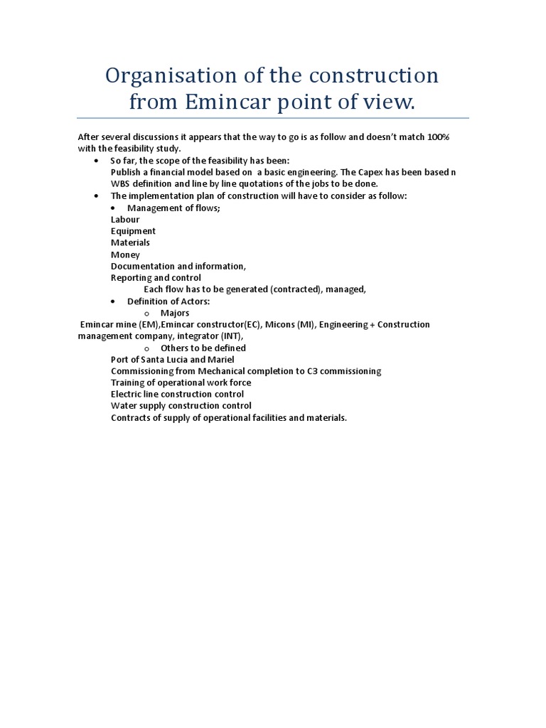 Construction Organization Plan for Emincar | PDF | Technology & Engineering
