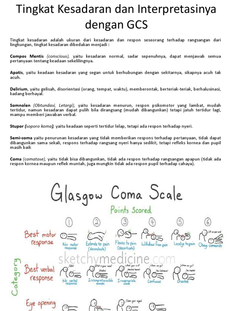 Tingkat Kesadaran dan Interpretasinya dengan Glasgow Coma Scale (GCS) | PDF