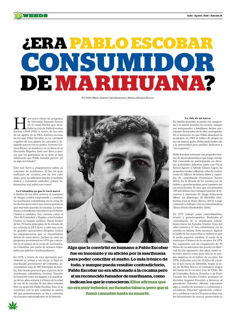 ¿Era Pablo Escobar Consumidor de Marihuana? | PDF | Cannabis (Droga ...