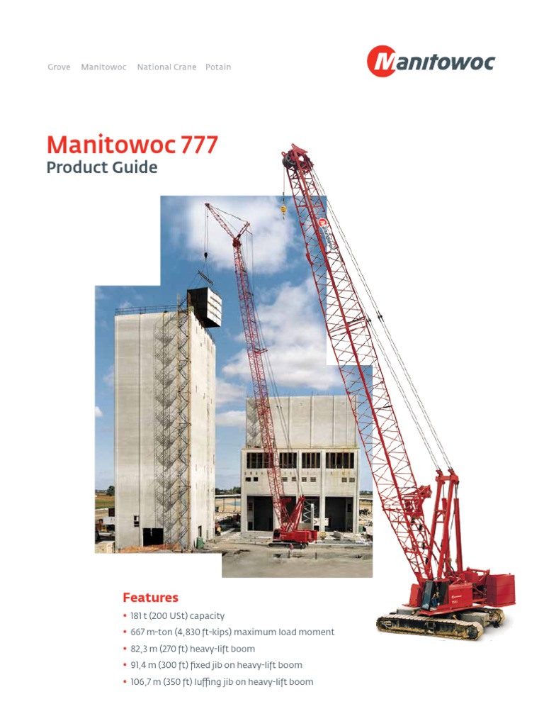 Manitowoc 777-Product-Guide PDF | PDF | Crane (Machine) | Transmission ...