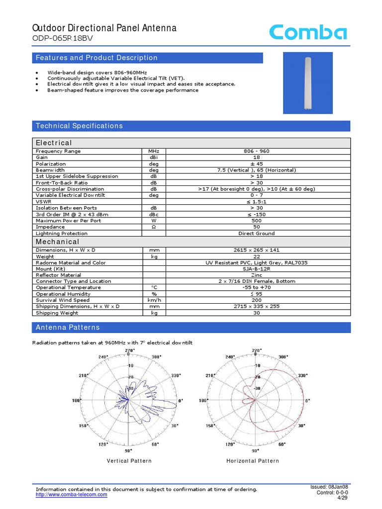 Comba Odp-065r18bv (Single) | PDF | Antenna (Radio) | Decibel