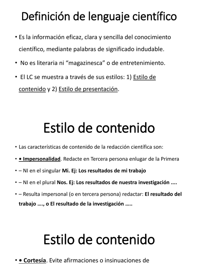 Estilo de Presentacion y de Contenido REDACCION AVANZADA | PDF ...