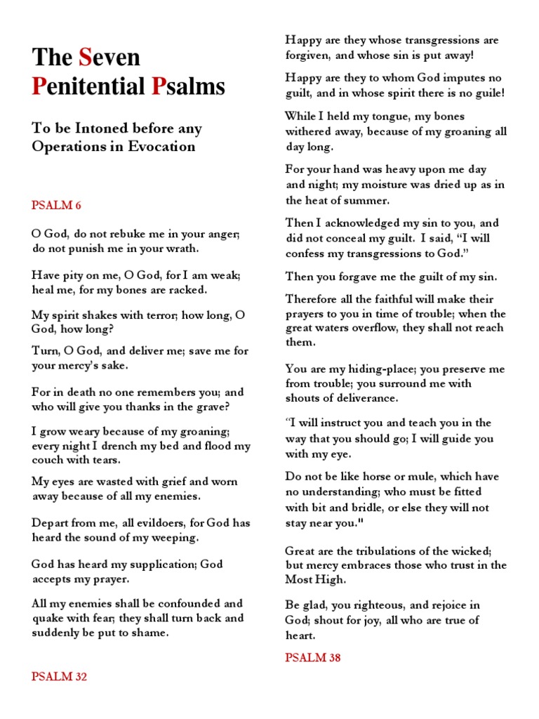 The Seven Penitential Psalms | PDF | Penance | Last Judgment