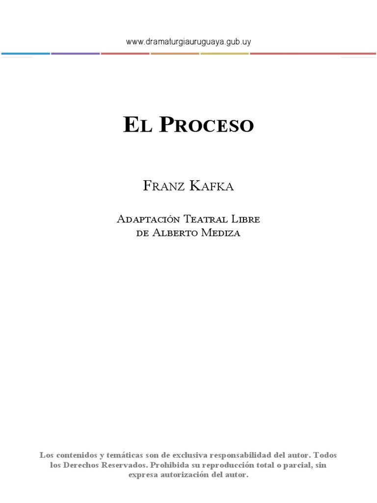 Adaptacion de La Novela El El Proceso de Franz Kafka | PDF | Teatro ...