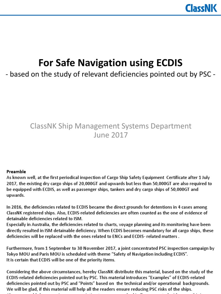 For Safe Navigation Using Ecdis | PDF | Navigation | Navigator