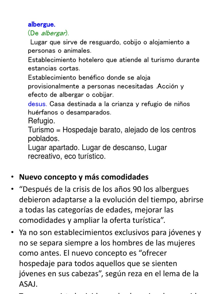 Definición y tipos de albergues | PDF | Hostal | Turismo