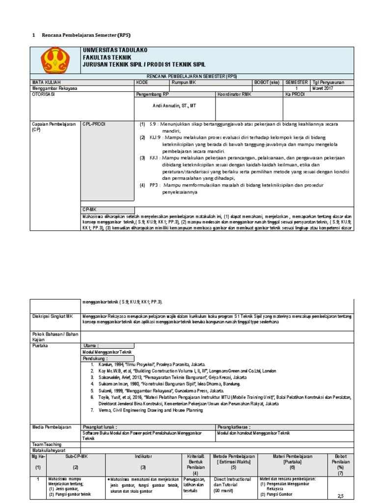 RPS Menggambar Rekayasa | PDF