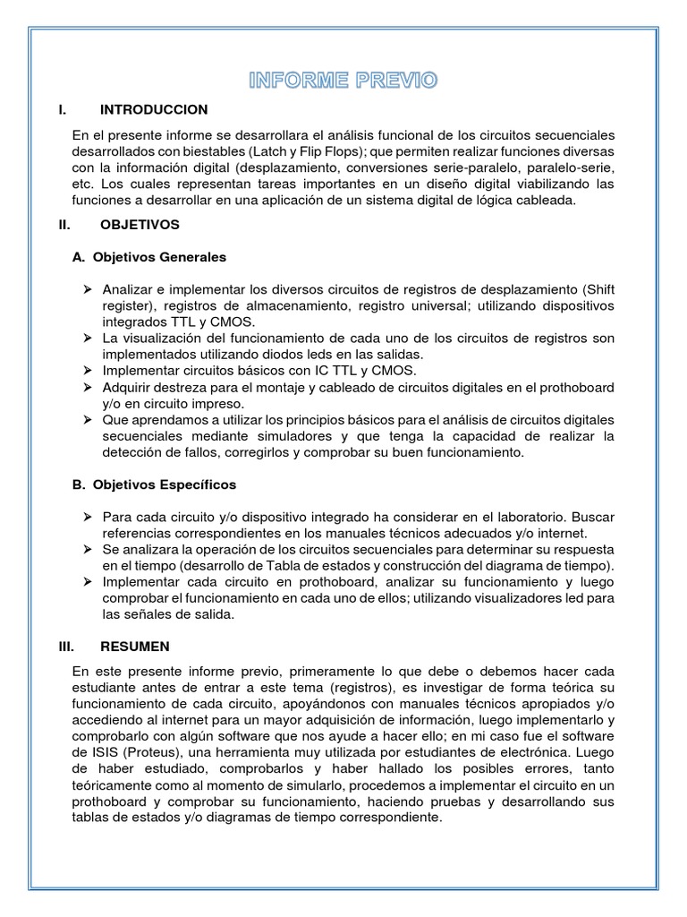 Informe Previo 3 | PDF | Ingeniería Electrónica | Tecnología digital