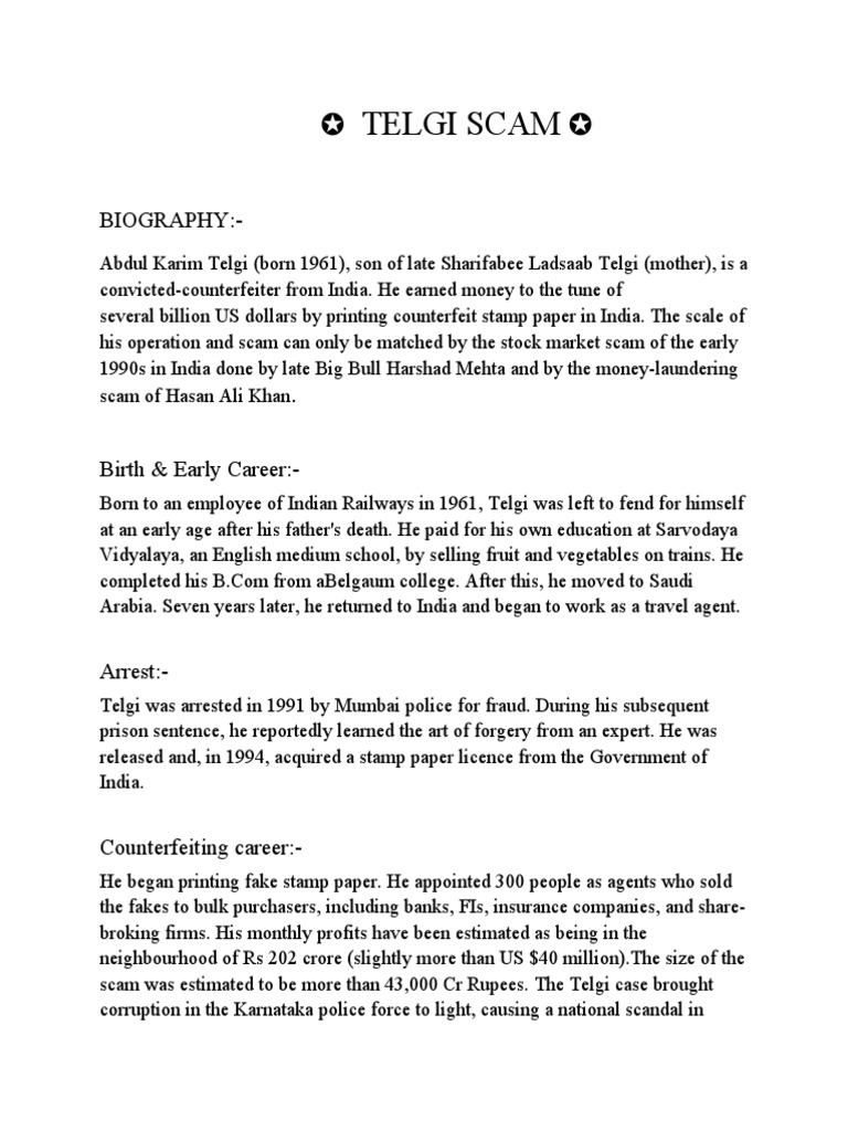 Telgi Scam Report | PDF | Crime & Violence | Law Enforcement