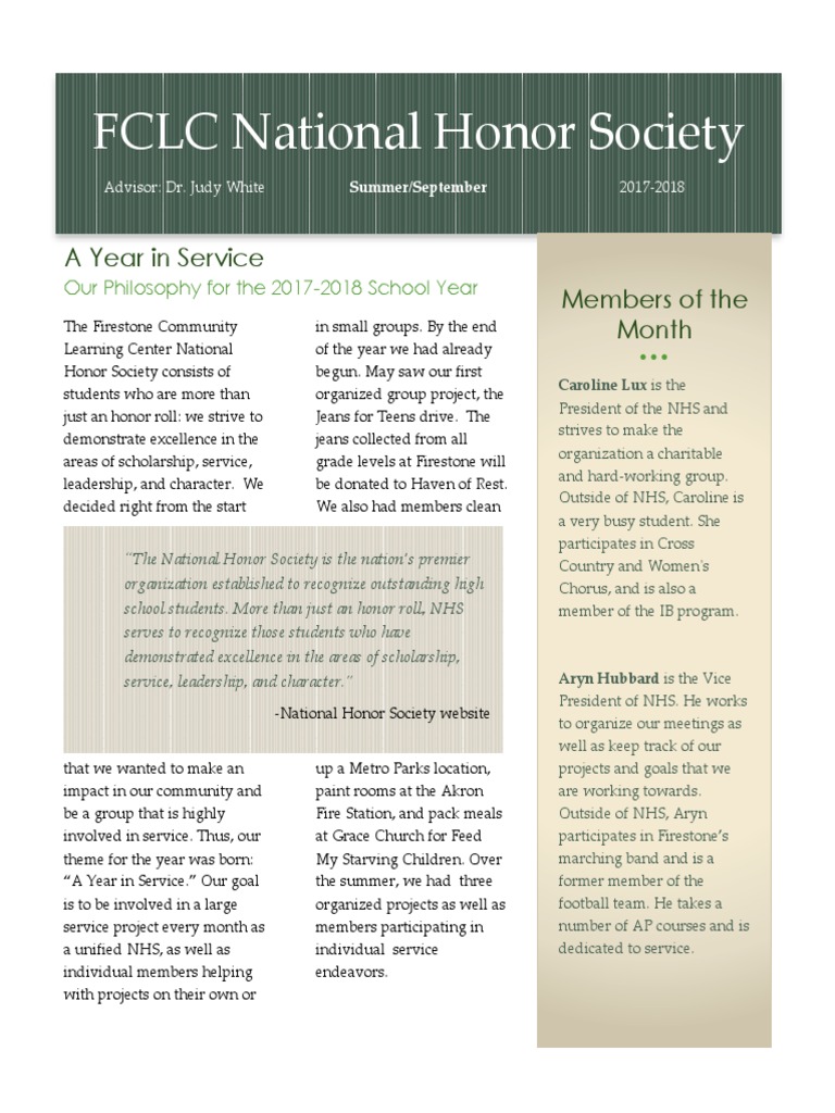 NHS Newsletter | PDF