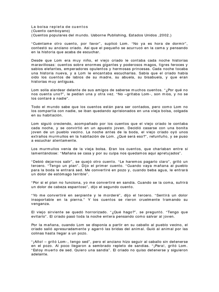 La bolsa repleta de cuentos | PDF | Ocio