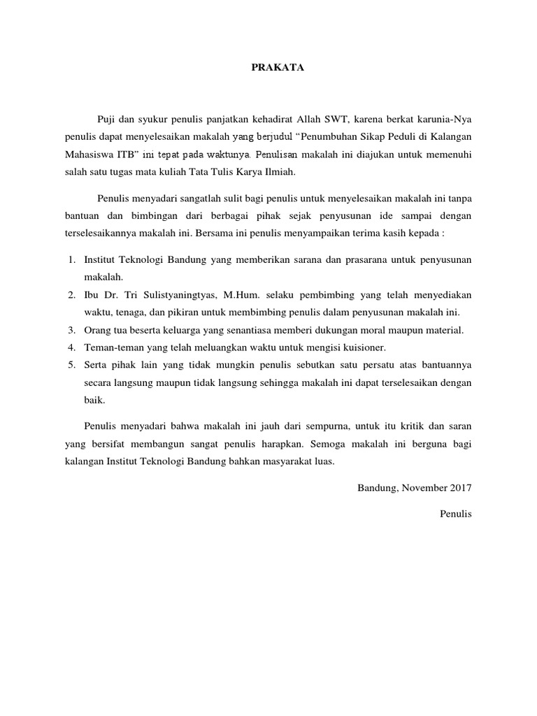 Prakata Makalah Penumbuhan Sikap Peduli | PDF