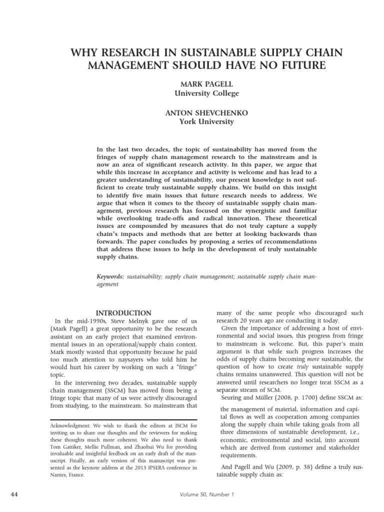 Pagell Et Al-2014-Journal of Supply Chain Management | PDF | Supply ...