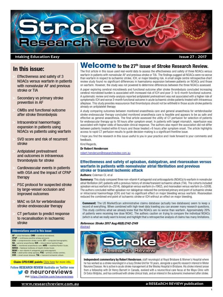 Stroke Research Review Issue 27 PDF | PDF | Stroke | Ct Scan