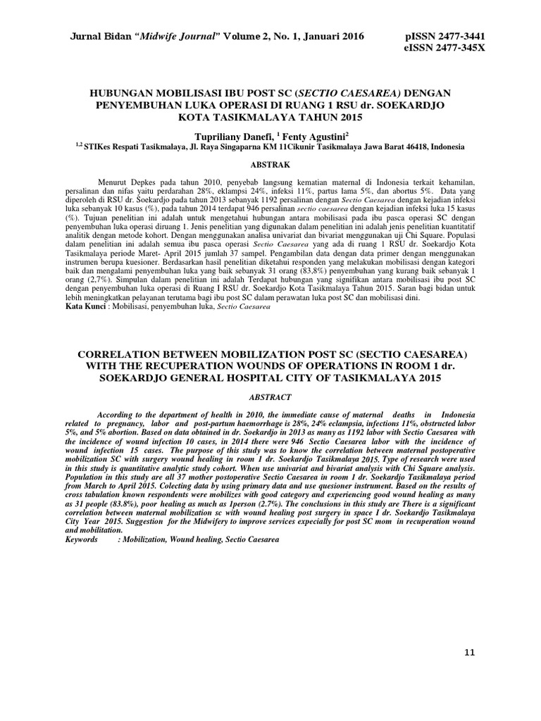 Hubungan Mobilisasi Ibu Post SC Sectio Caesarea Dengan | PDF