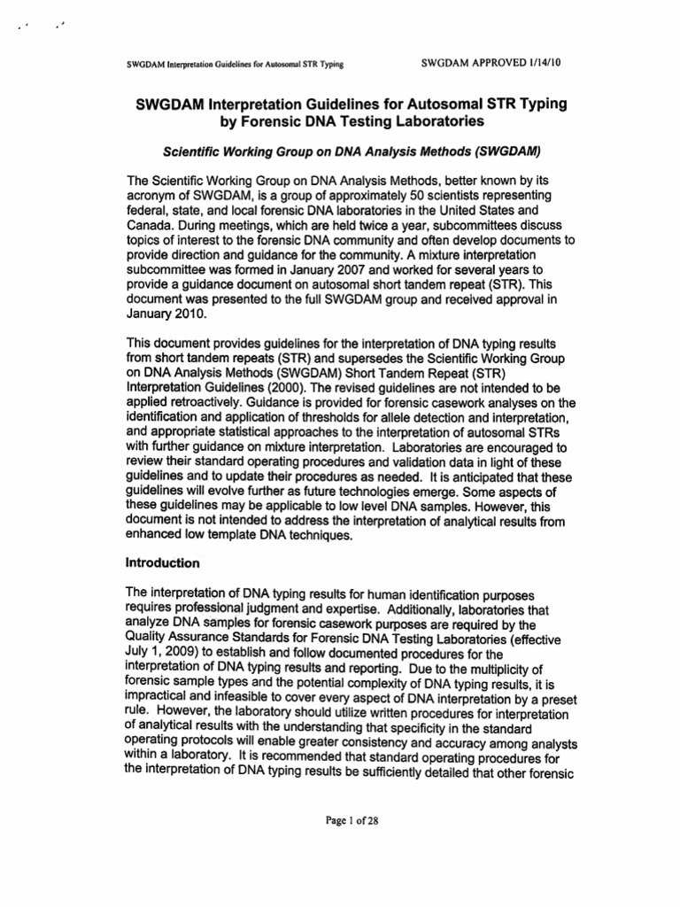 Exhibit 15 - SWGDAM Mixture Interpretation Guidelines (January 14 ...