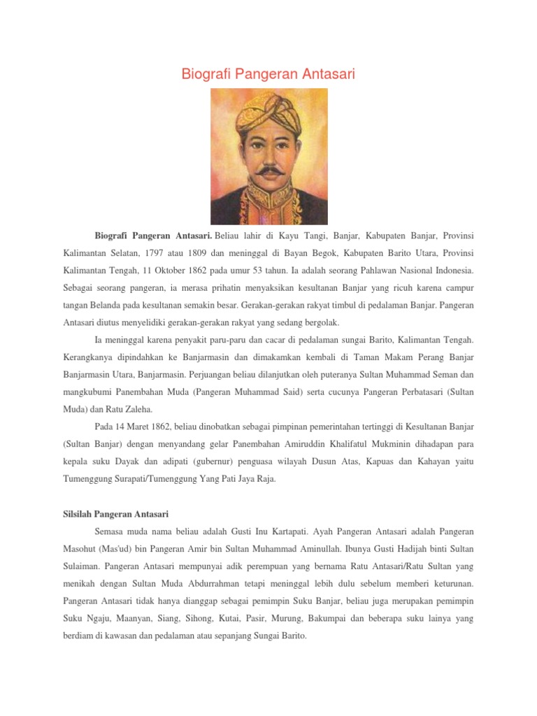 Biografi Pangeran Antasari | PDF