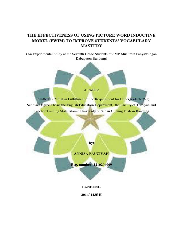 The Effectiveness of Using Picture Word Inductive Model (Pwim) To ...