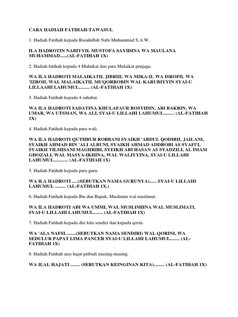 Hadiah Fatihah untuk Nabi Muhammad | PDF
