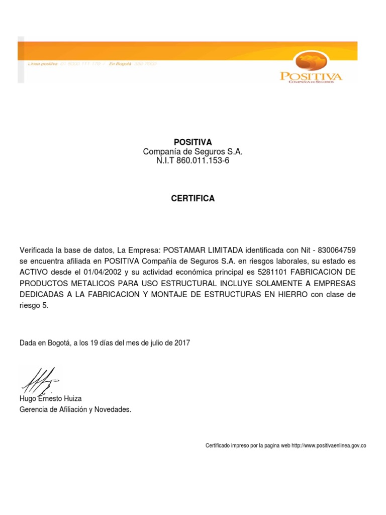 Certificado Arl | PDF