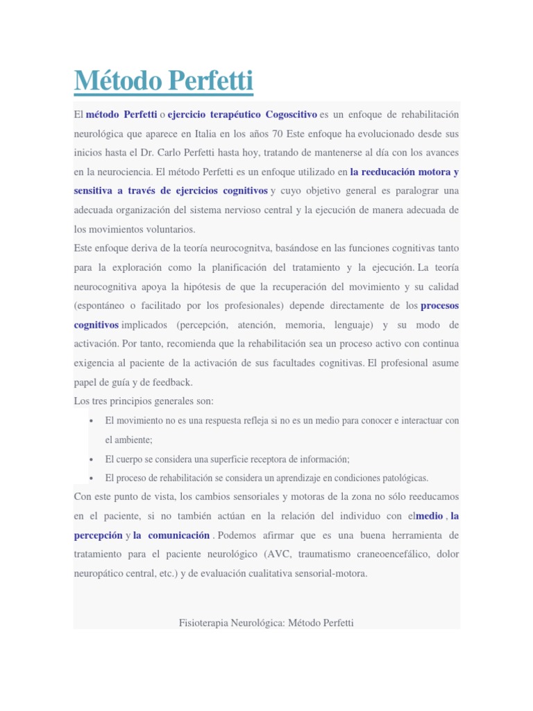 Método Perfetti: Rehabilitación Neurocognitiva | PDF | Neurología ...