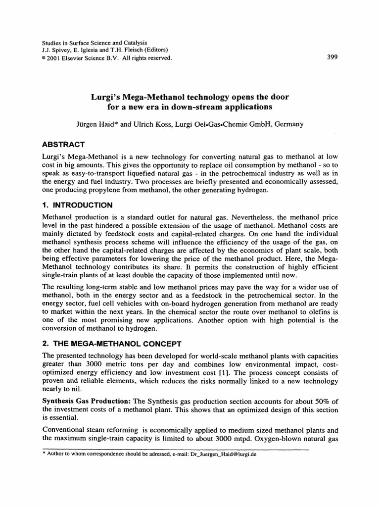 Lurgi's Mega-Methanol Technology Opens The Door For A New Era in Down ...