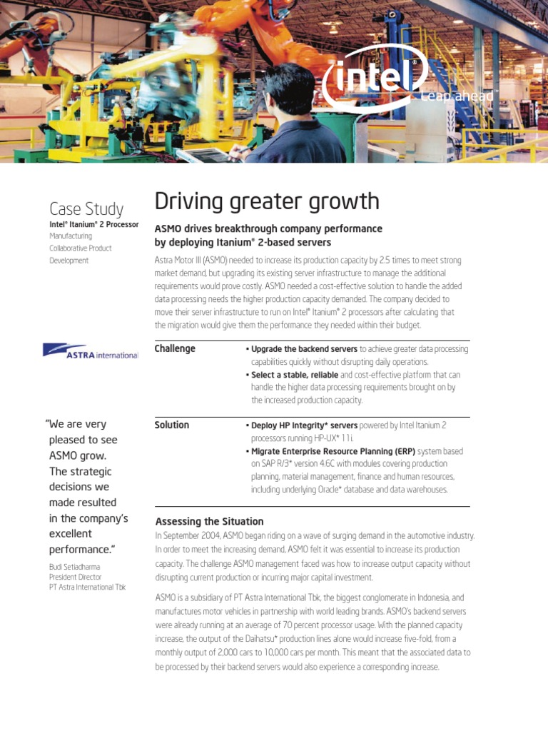 Driving Greater Growth: Case Study | PDF | Backup | Intel