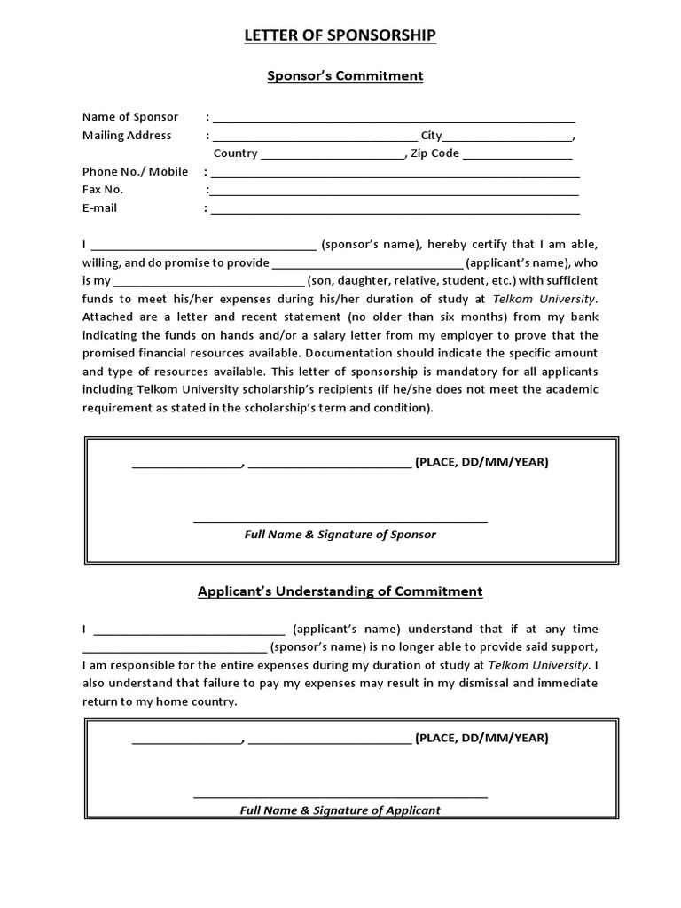 Sponsorship Commitment Form | PDF