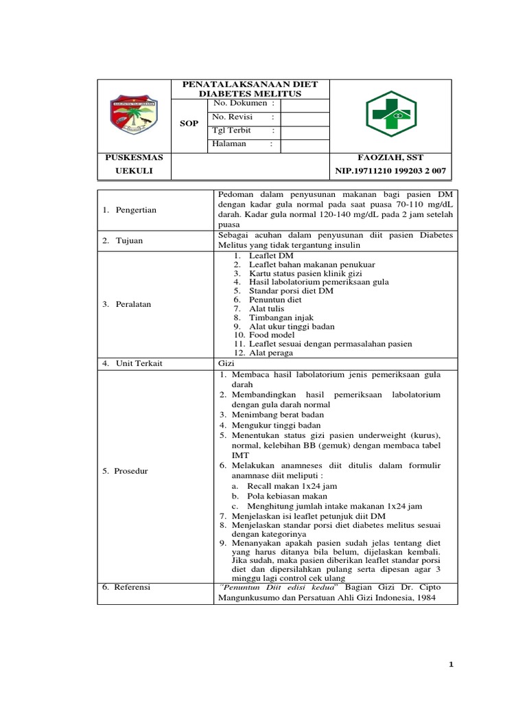 SOP Diet DM | PDF