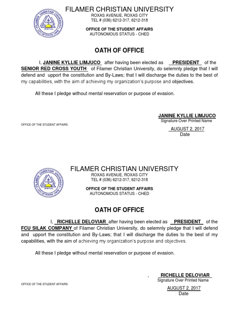 Oath of Office | State Ritual And Ceremonies | Government Institutions