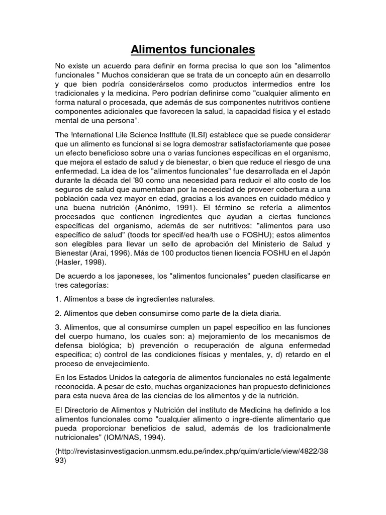 Alimentos Funcionales | PDF | Comida funcional | Alimentos