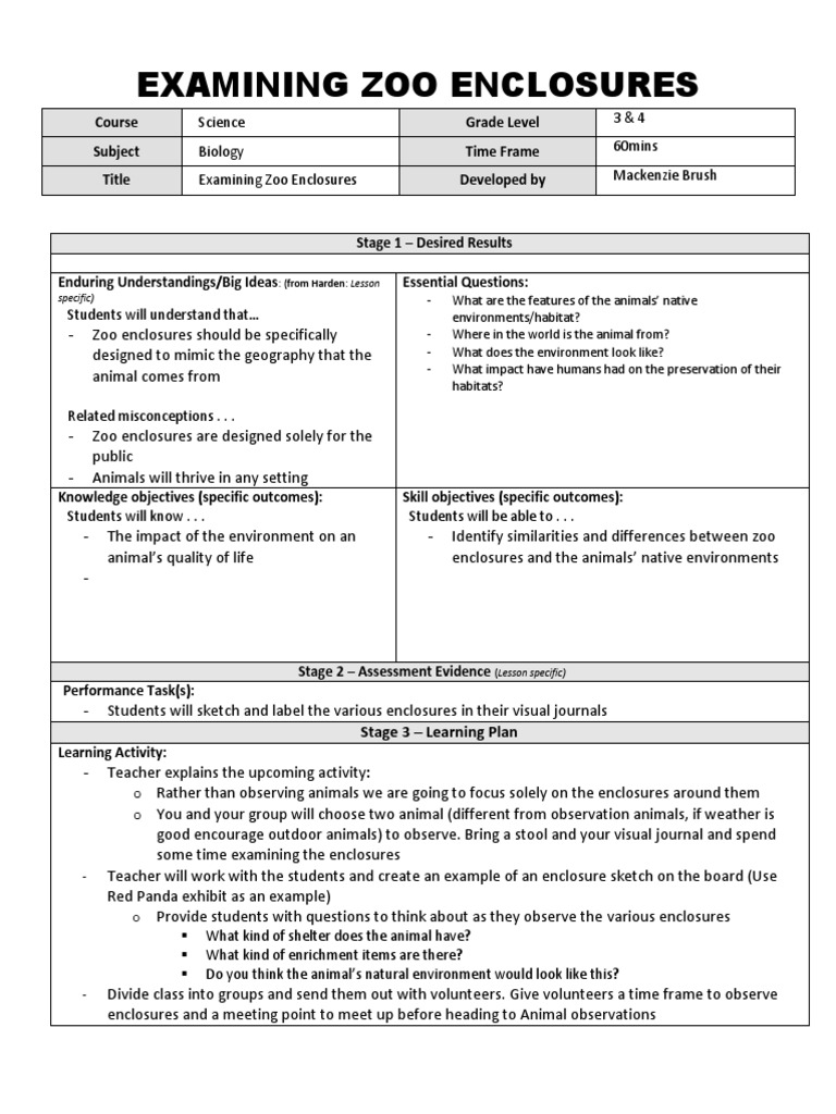 Examining Zoo Enclosures | PDF | Zoo | Teachers