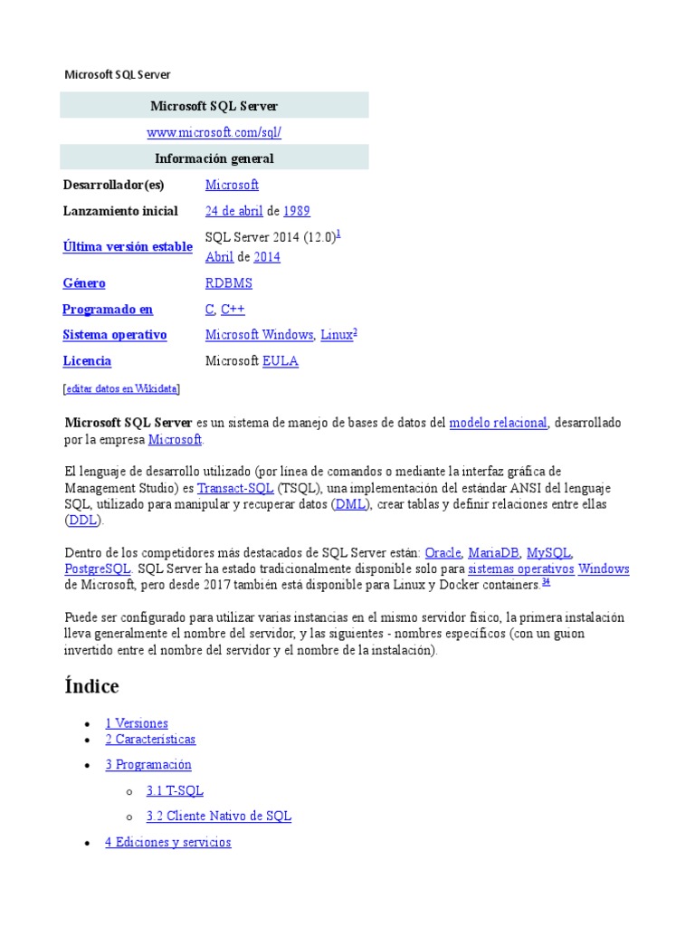 Microsoft SQL Server | Descargar gratis PDF | Servidor SQL de Microsoft | Tabla (base de datos)