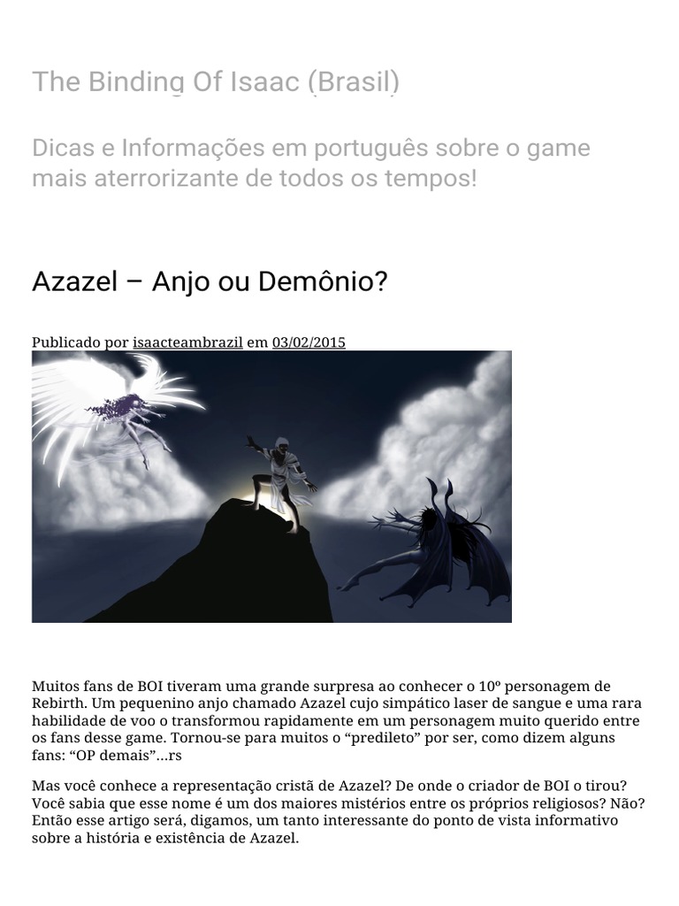 Azazel: Anjo ou Demônio em BOI | PDF | Anjo | Miguel (Arcanjo)