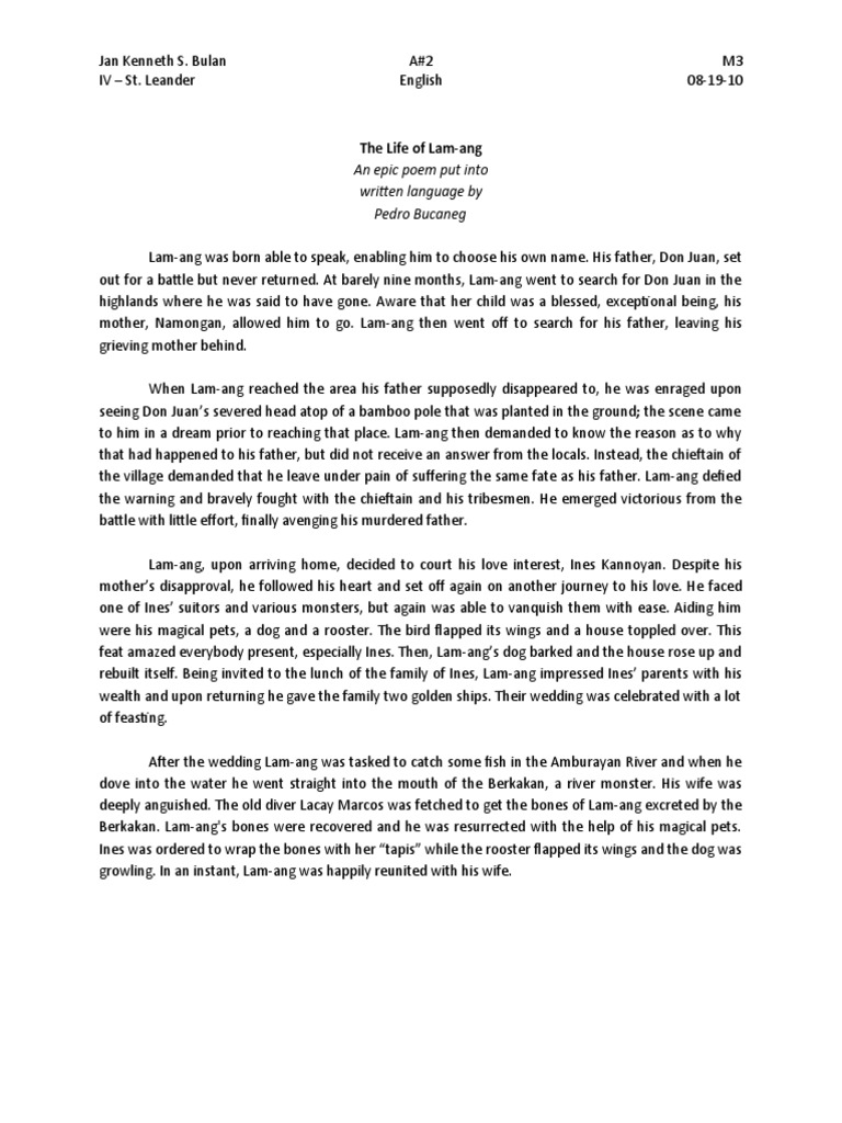 The Epic Tale of Lam-ang: A Summary of the Folk Hero's Journey of Love ...