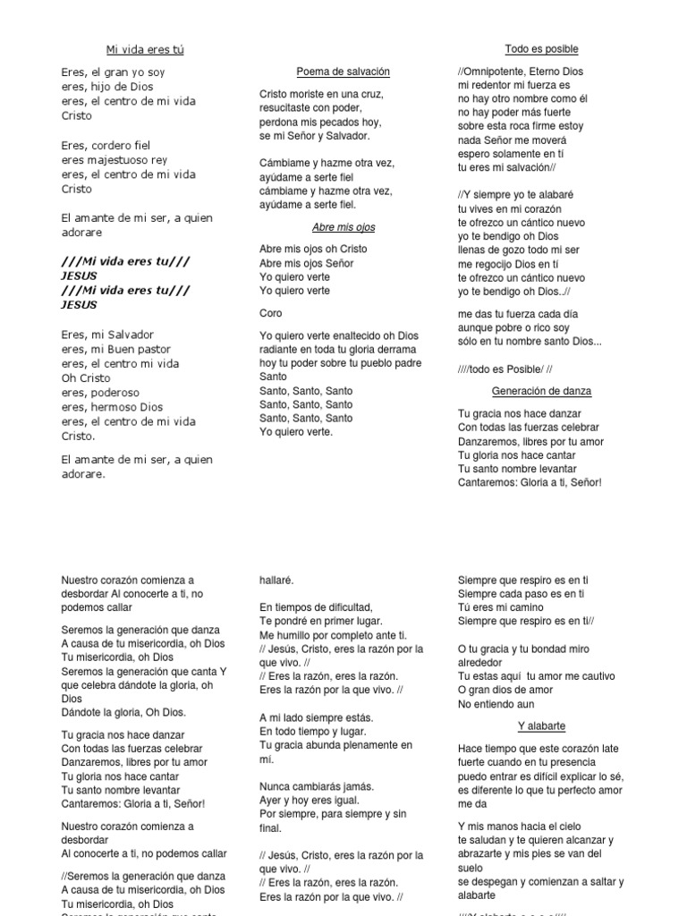 Letras de Las Canciones de La Escuela Dominical | PDF | Cristo (título ...