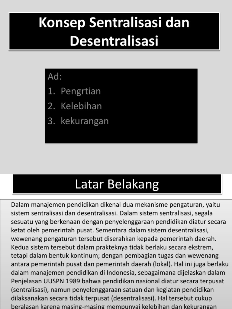 Konsep Sentralisasi Dan Desentralisasi | PDF