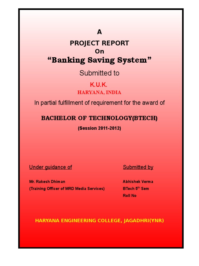 "Banking Saving System": Submitted To | PDF | Technology & Engineering