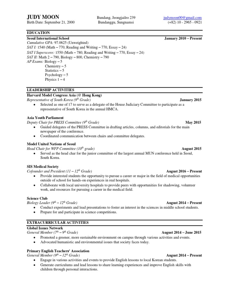 Sojung Moon Resume | PDF | Surgery | Volunteering