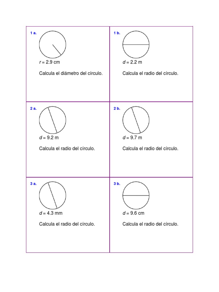 Cálculos de Círculos: Radio, Diámetro, Circunferencia y Área | PDF ...