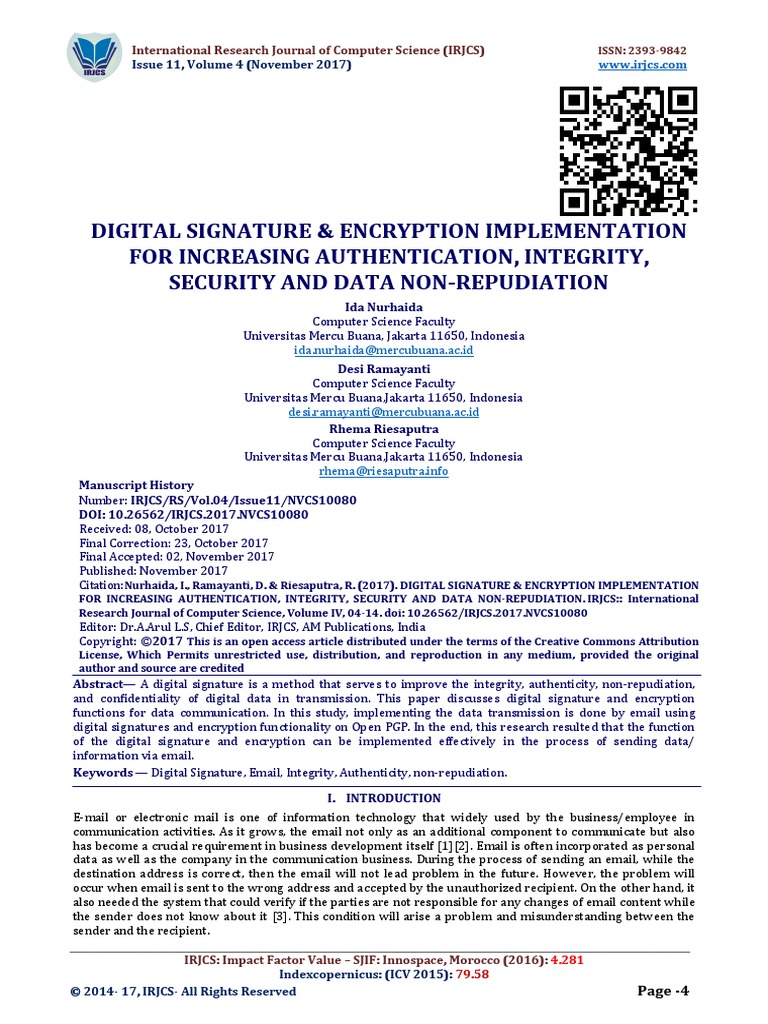 DIGITAL SIGNATURE & ENCRYPTION IMPLEMENTATION FOR INCREASING ...