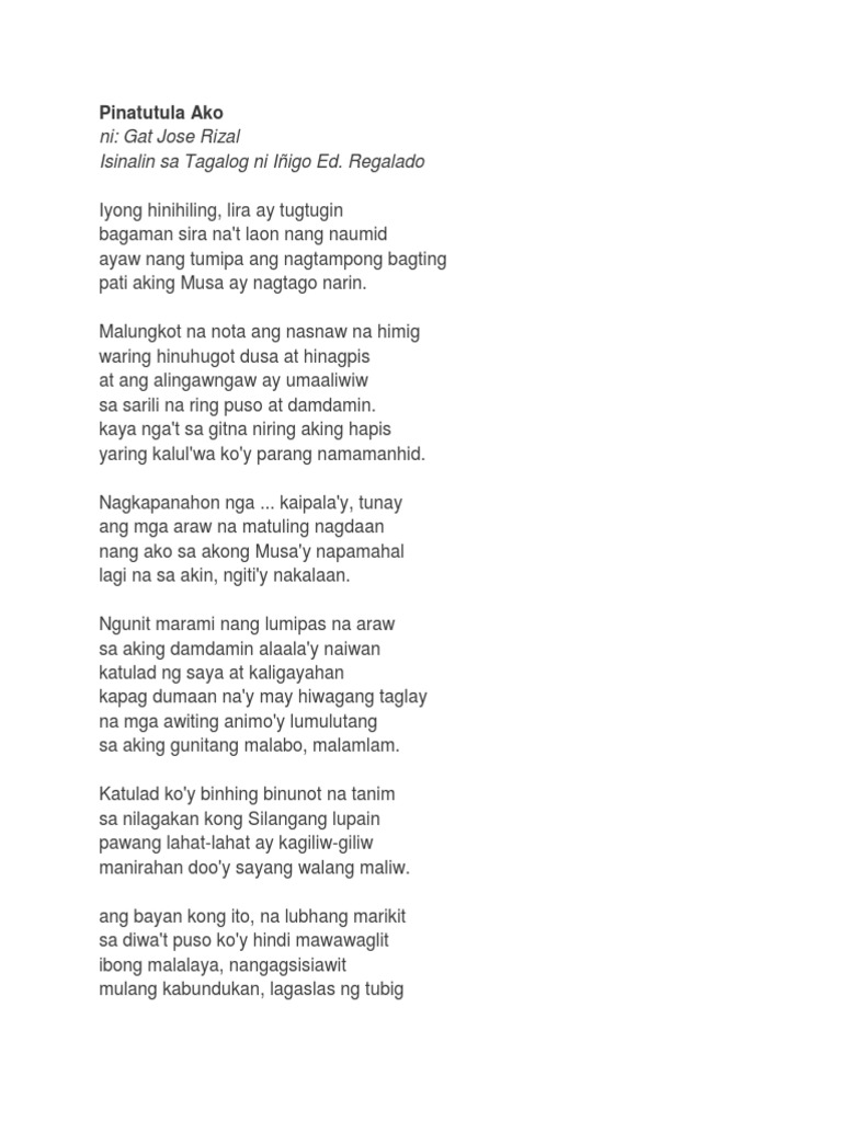 Pinatutula Ako | PDF