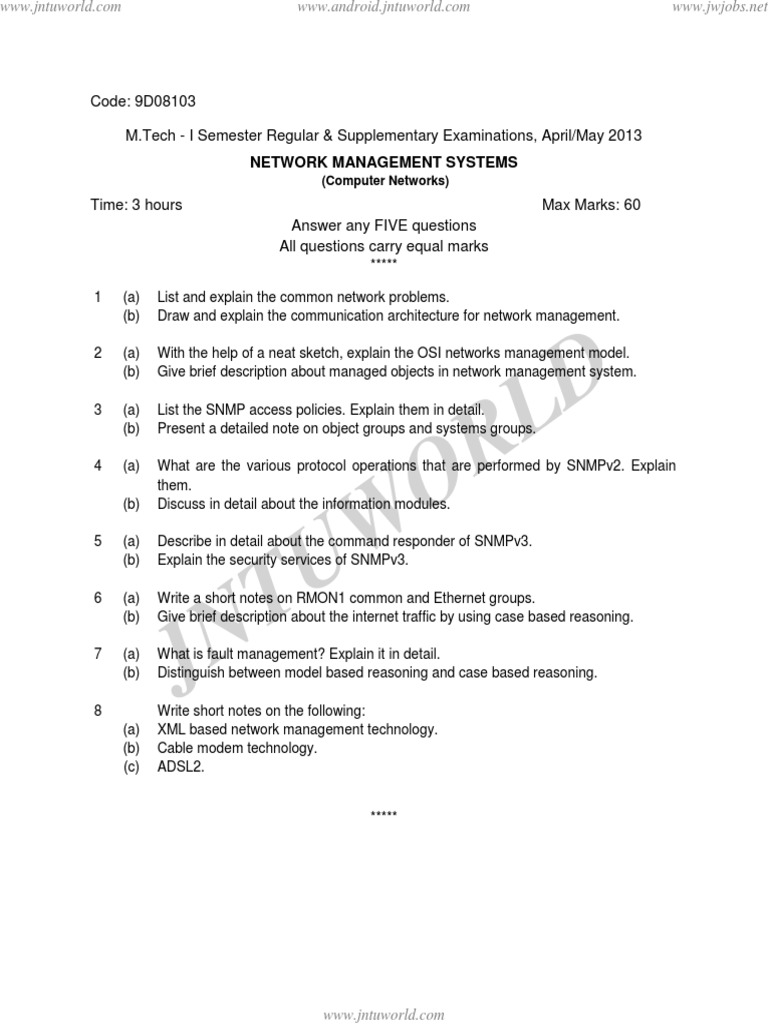 9D08103 Network Management Systems | PDF | Communications Protocols ...
