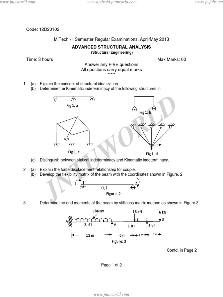 12D20102 Advanced Structural Analysis | PDF | Structural Analysis | Stiffness