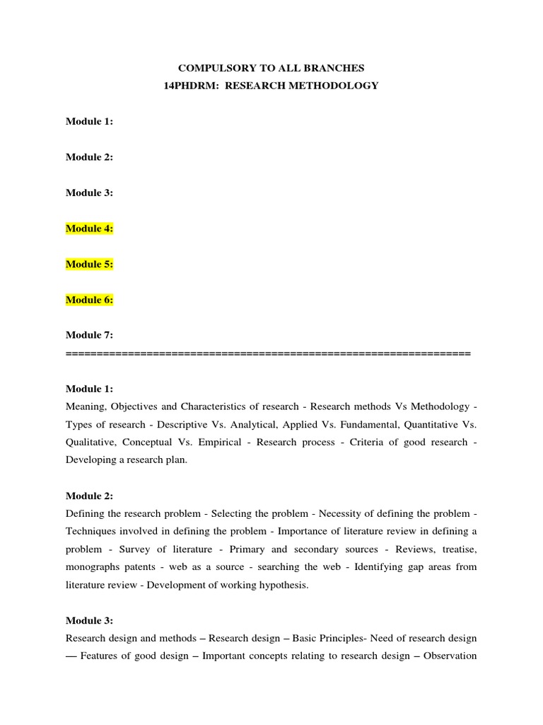 Research Methodology Syllabus | PDF | Statistical Hypothesis Testing ...