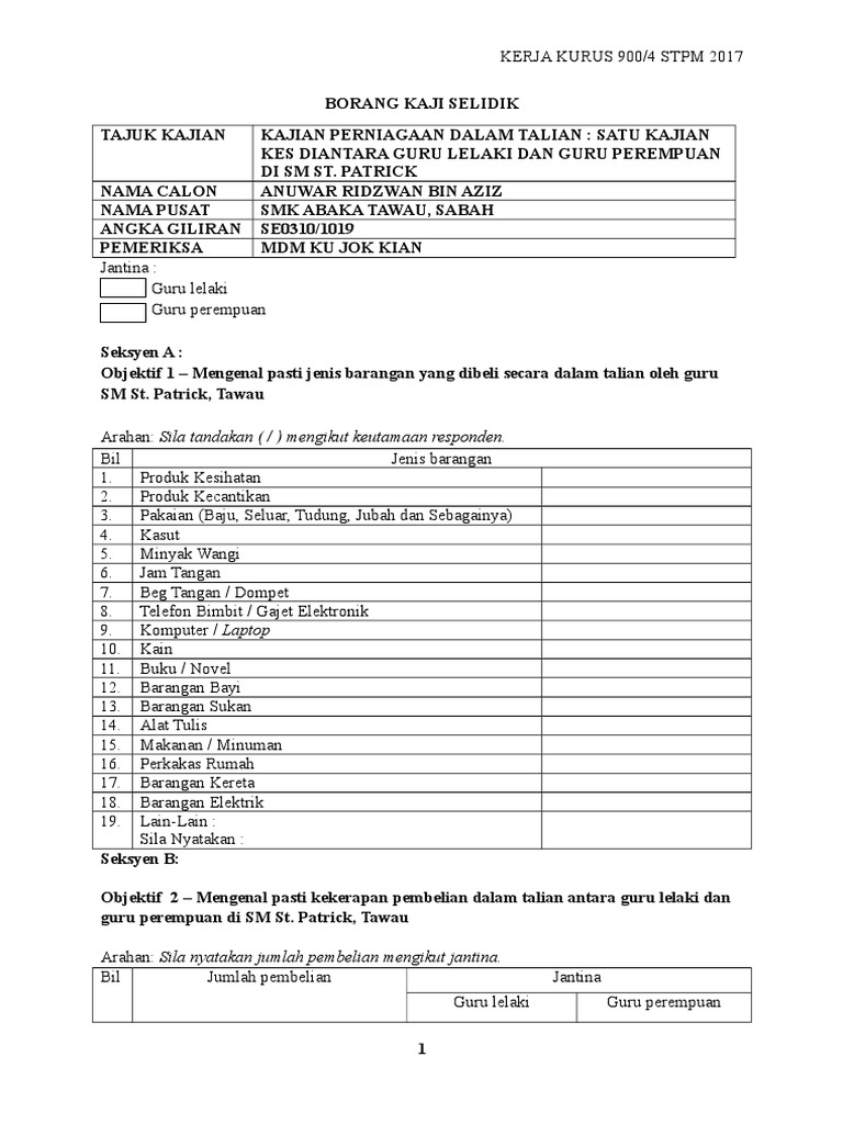 Borang Kaji Selidik | PDF