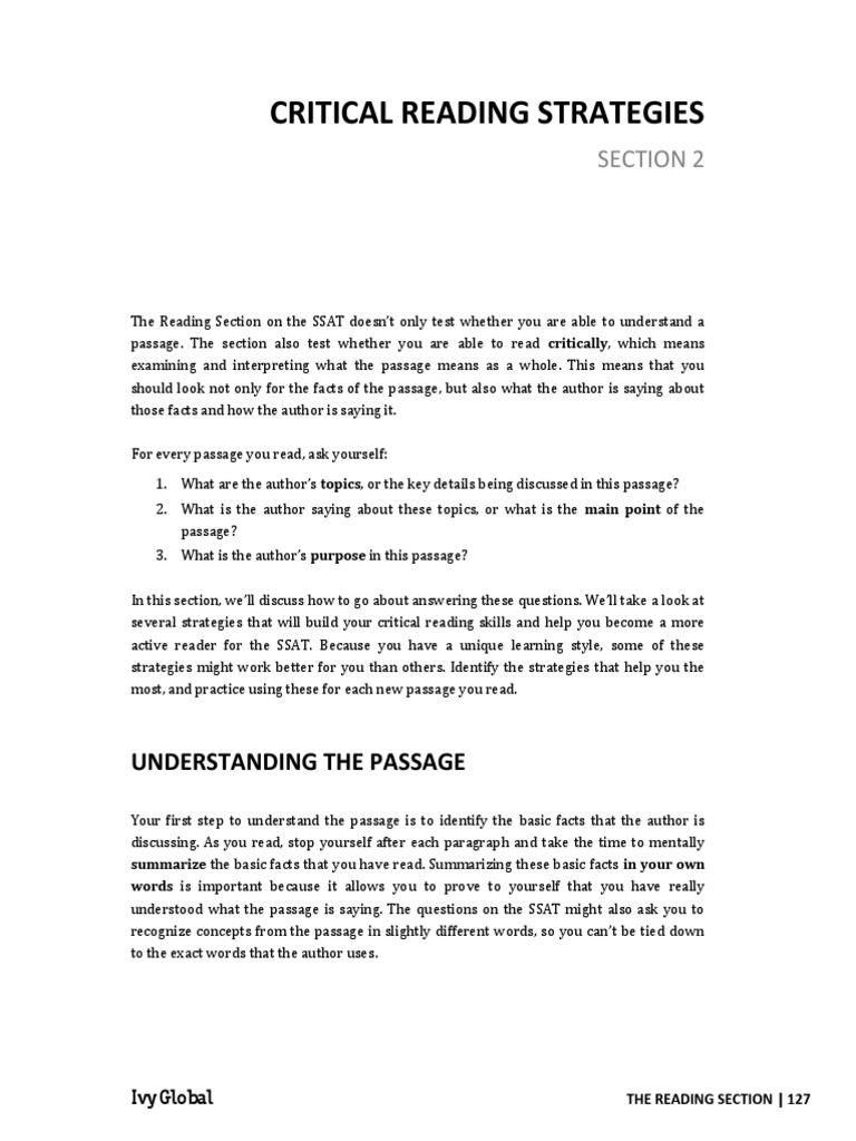 English Critical Reading Strategies PDF | PDF | Reading (Process ...