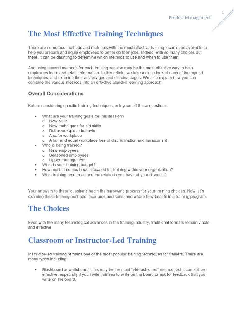 Training Methods | PDF | Educational Technology | Lecture