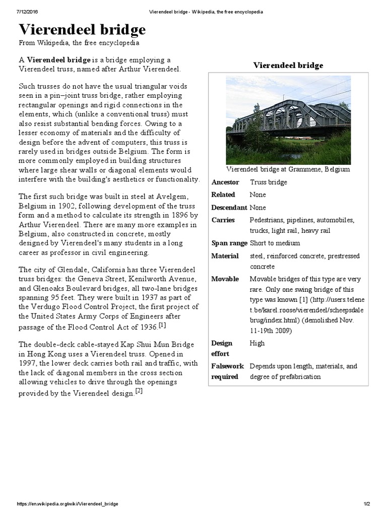 An Overview of the Vierendeel Truss Bridge Design and Its Applications ...