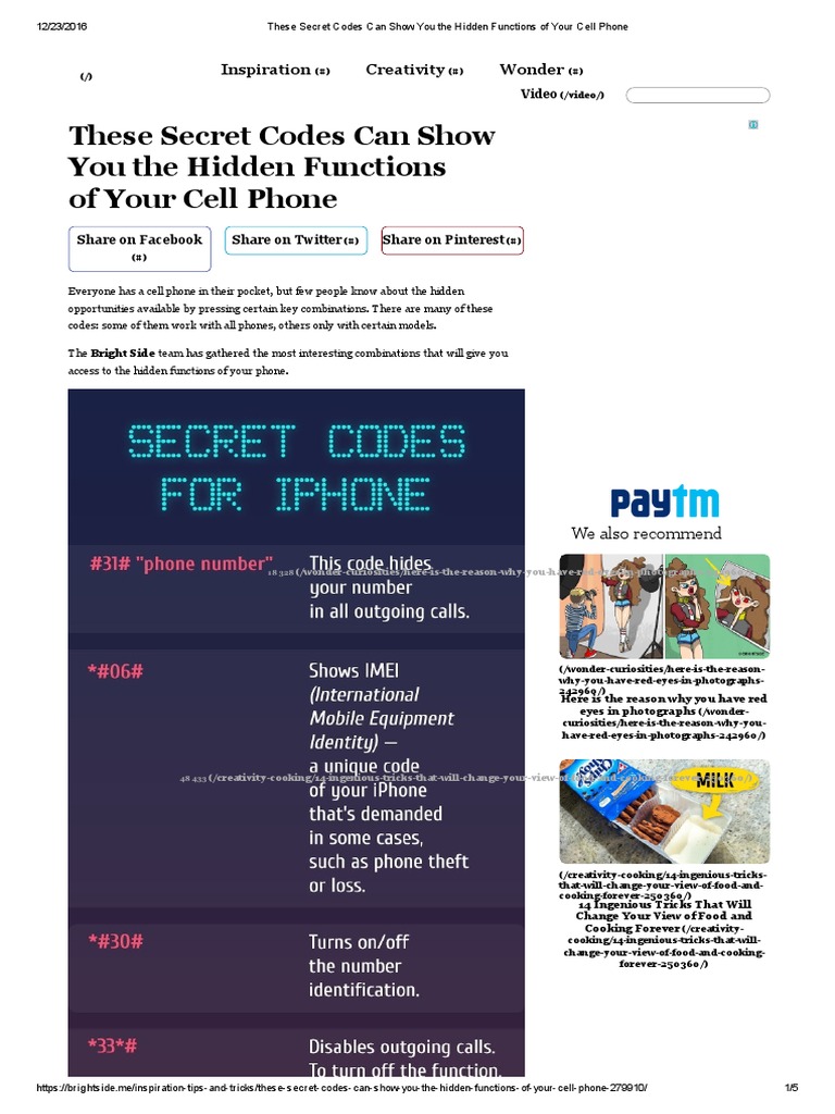 These Secret Codes Can Show You The Hidden Functions of Your Cell Phone | PDF | Leisure | Business